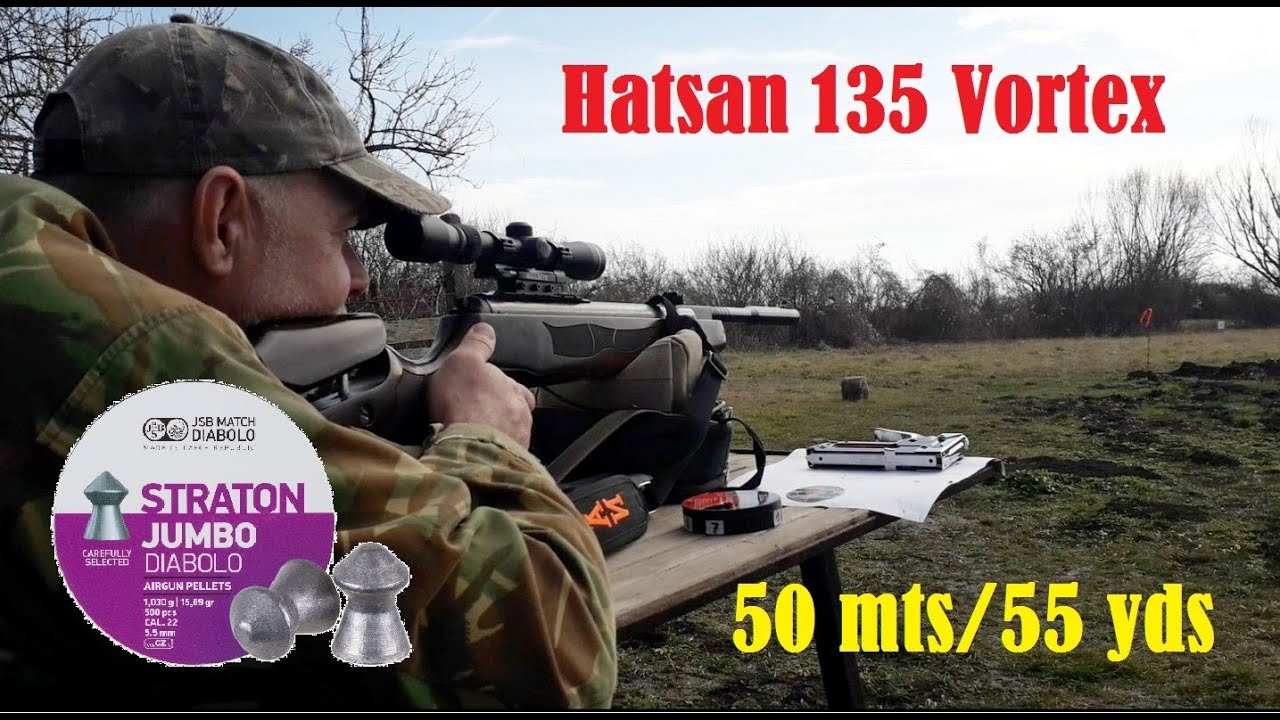Hatsan 135 Vortex @ 50 m (55 yds) - YouTube
