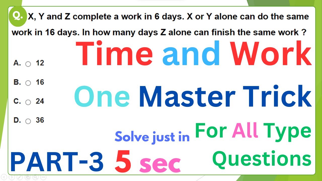 Time and work master trick PART-3 - YouTube