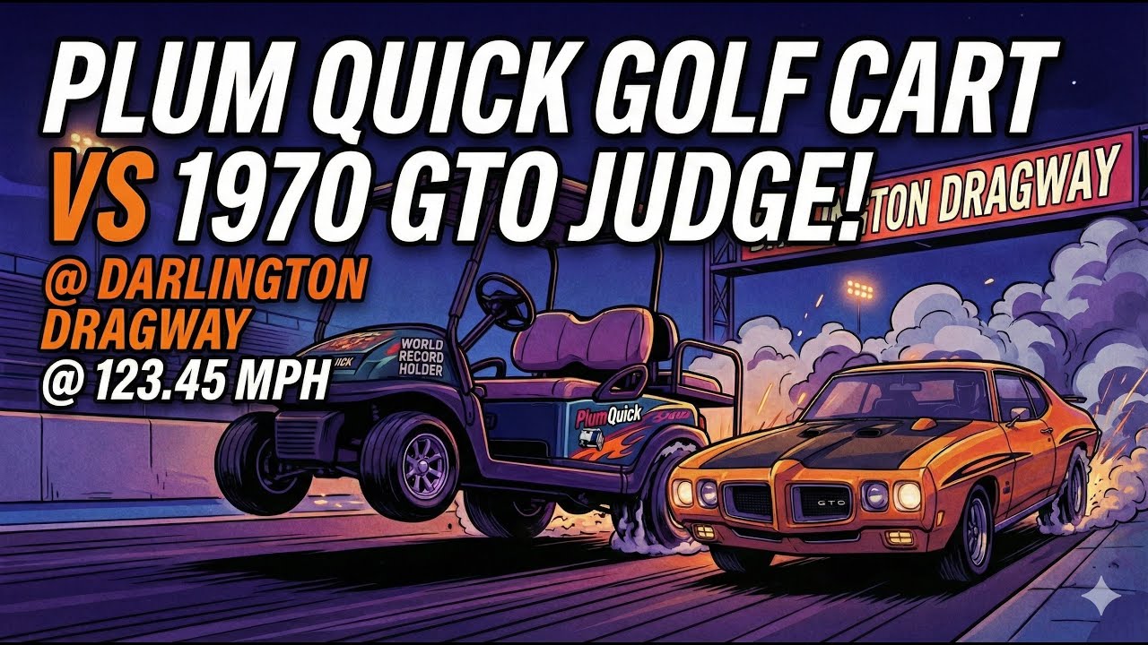 PQ Golf Cart vs 1970 GTO Judge @ Darlington Dragway - YouTube