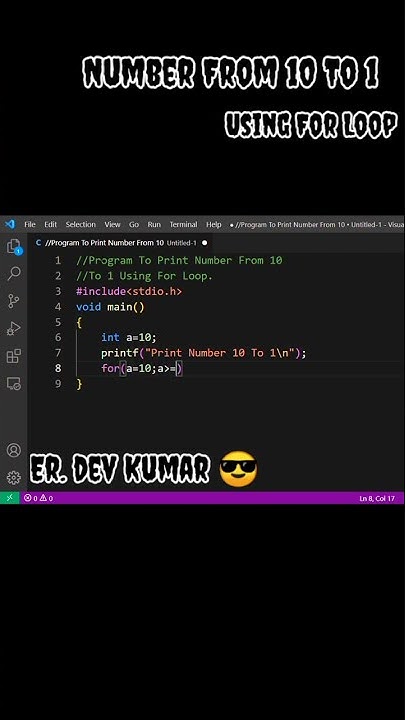 C program To Print Number From 10 To 1 Using For Loop II In PC 🖥️🖥️#c #viral #Loop - YouTube