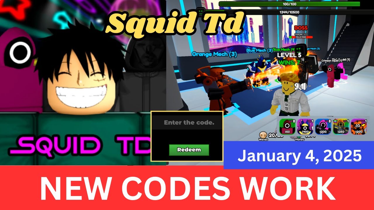 *ALL Codes Work* Squid Td ROBLOX, January 4, 2025 - YouTube