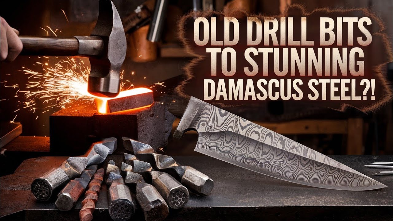 Can Old Drill Bits Become Stunning Damascus Steel? - YouTube