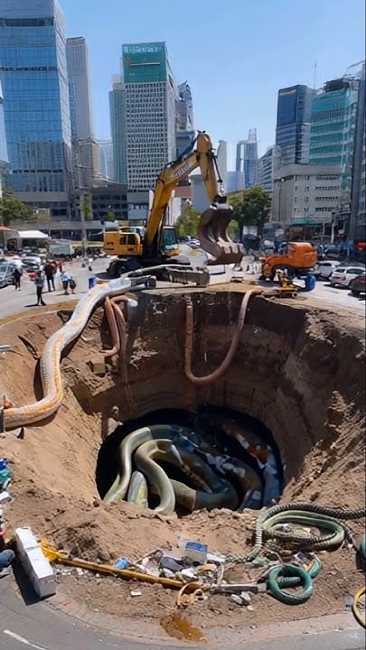 excavator shocked by snakes appearing while repairing potholes 🐍🏙️ ...
