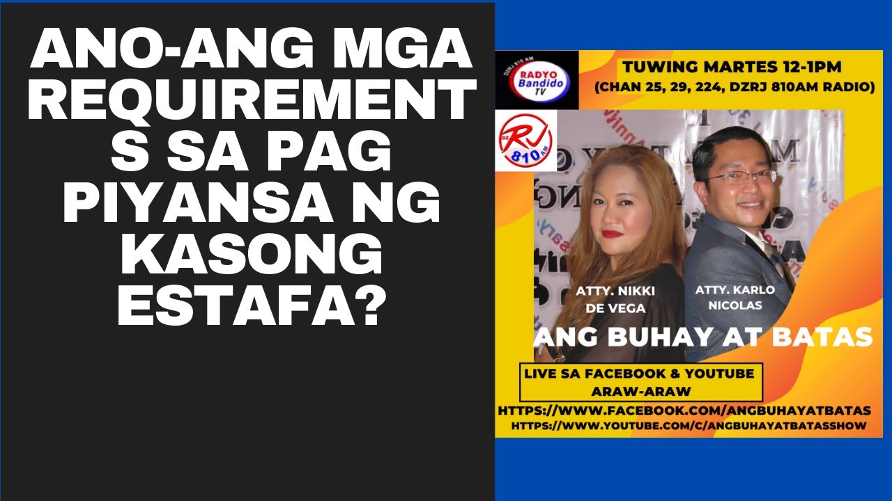 ANO-ANG MGA REQUIREMENTS SA PAG PIYANSA NG KASONG ESTAFA? - YouTube
