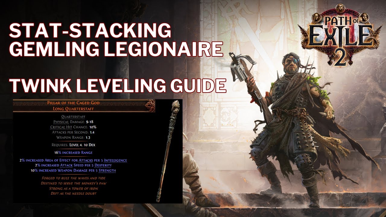 Stat-Stacking Gemling Legionnaire - Twink Power Leveling Guide (pre-HOWA) - POE 2 - YouTube
