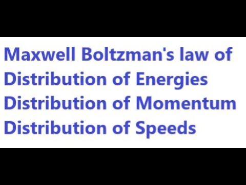 MAXWELL BOLTZMAN DISTRIBUTION LAW OF ENERGY, MOMENTUM, VELOCITY - YouTube