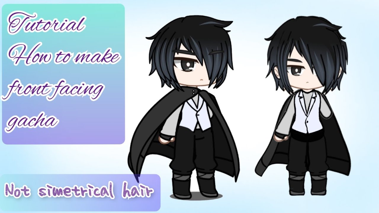 Tutorial how to make front facing in gacha club | not simetrical hair - YouTube