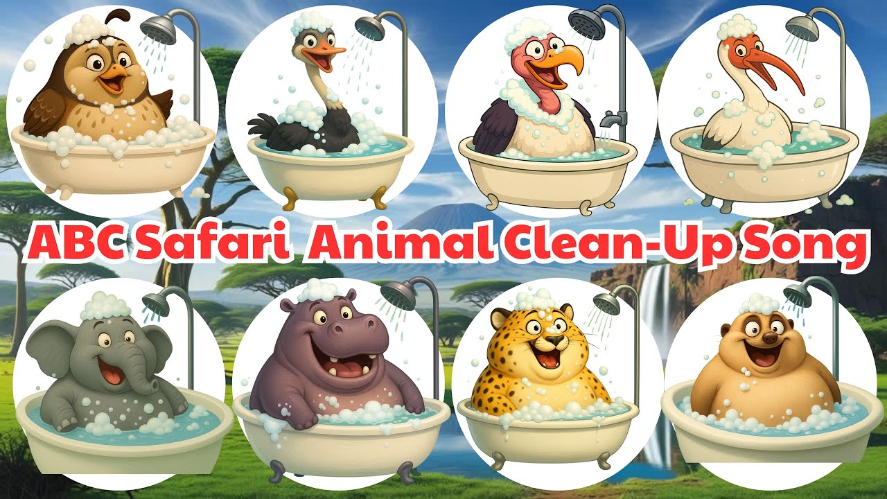 🧼🎵 ABC Safari Animal Clean-Up Song - 26 African Animals Teach Healthy ...