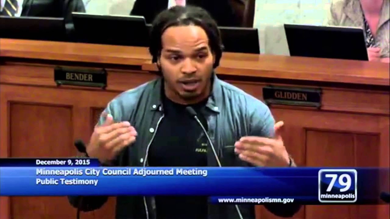 Artist Jeremiah Bey Ellison speaks at Minneapolis City Council on 12/9 ...