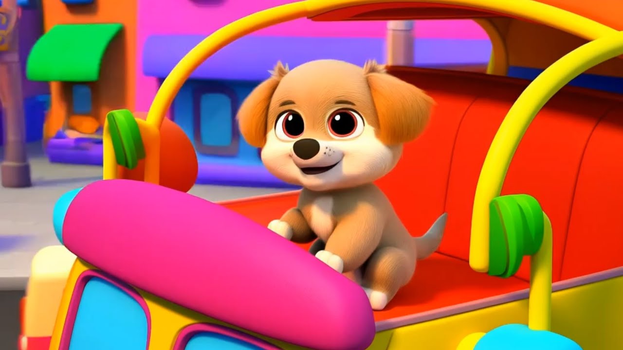 The Puppy On The Bus Goes Woof Woof Woof Songs || Nursery Rhymes & Kids ...