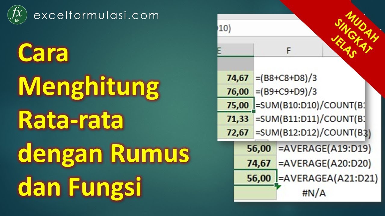 Cara Menghitung Rata-Rata Di Excel Bisa Dengan Rumus, Fungsi AVERAGE ...