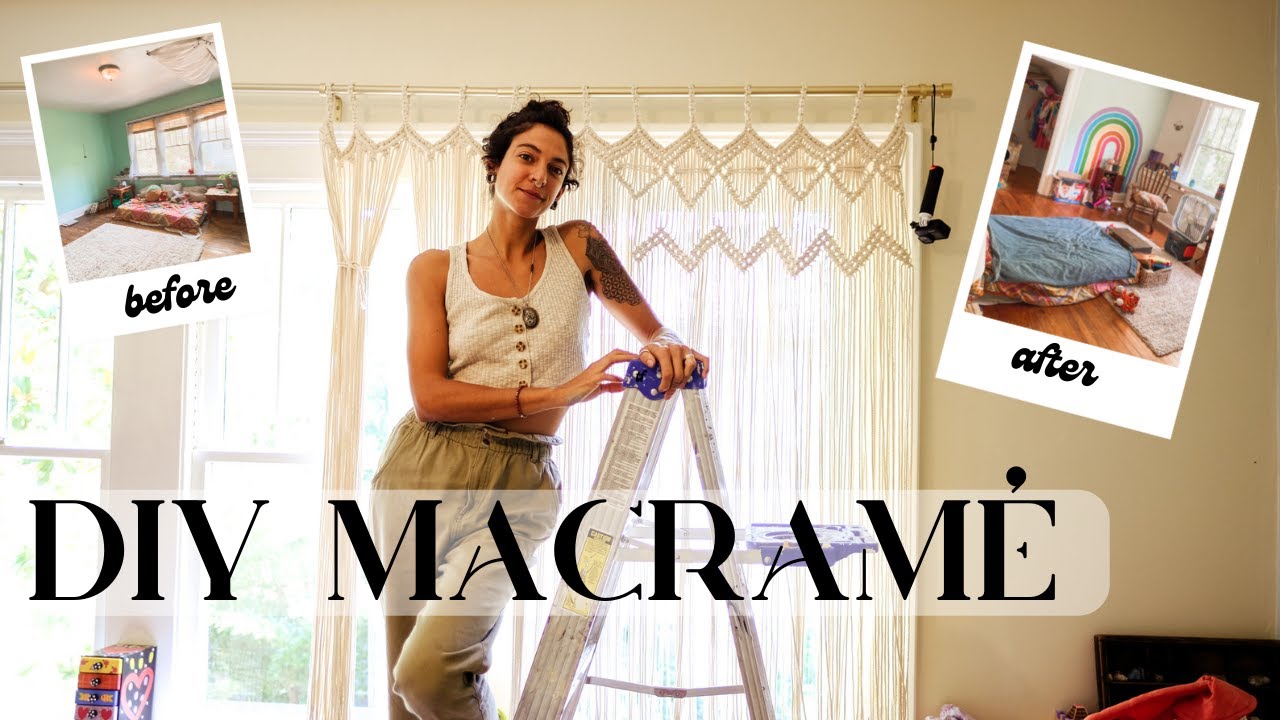 Girls Bedroom Makeover Reveal // Macrame Curtains - YouTube