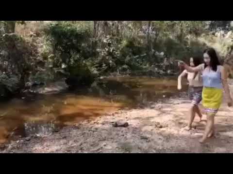Asian Girls Bathing Outside
