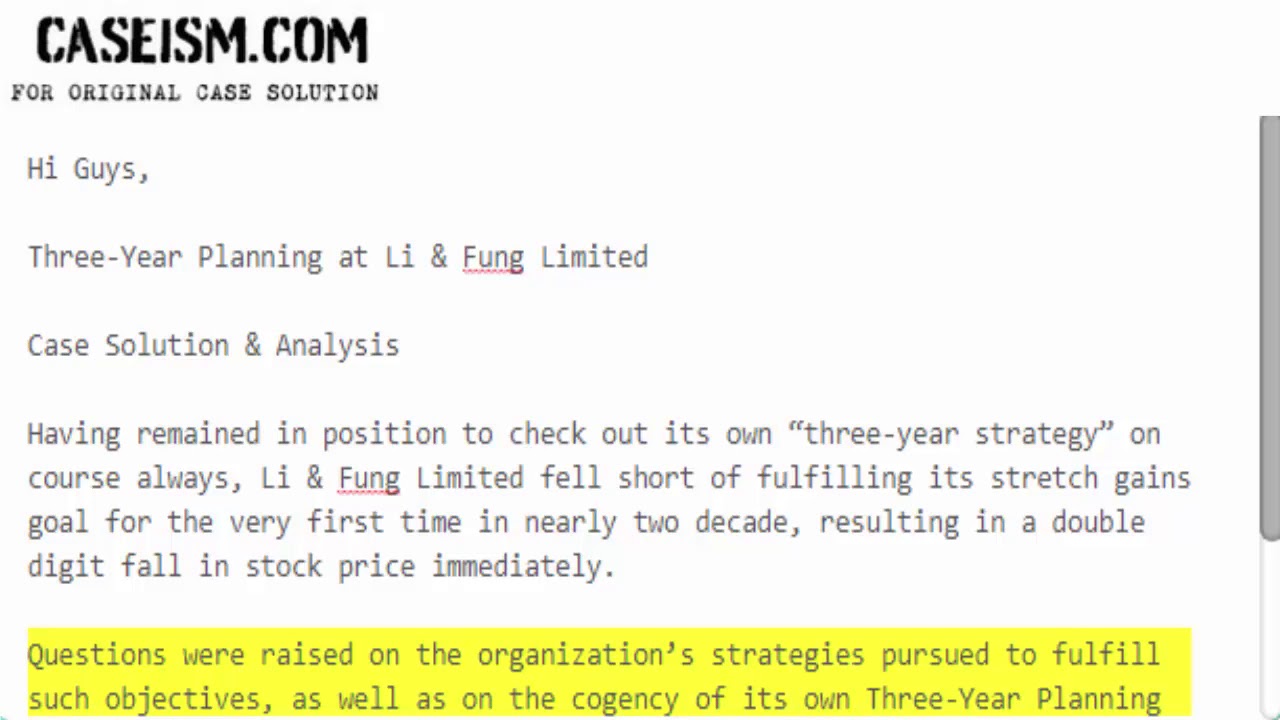Three-Year Planning at Li & Fung Limited Case Solution & Analysis Caseism.com - YouTube