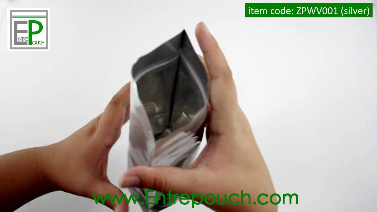 Silver Standing Zip Lock Resealable Pouch with Valve- ZPWV001 (silver ...