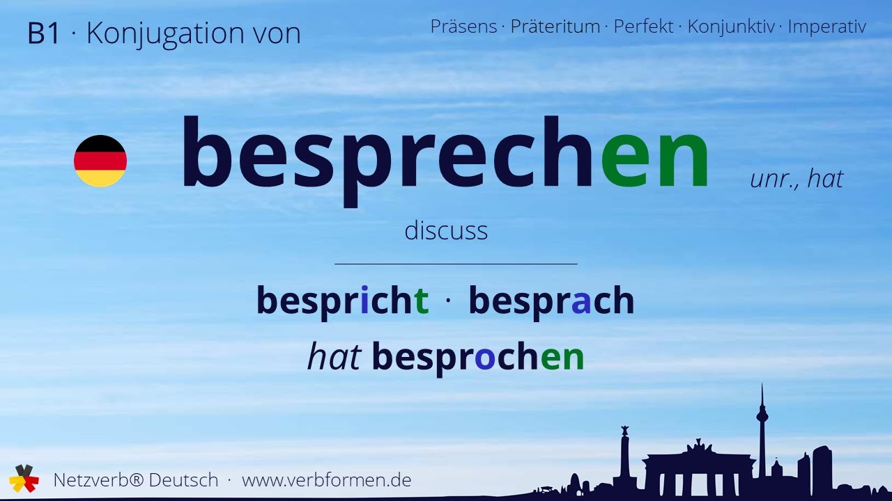 Konjugation des Verb „besprechen“ - alle Zeitformen lernen, Übersetzung ...