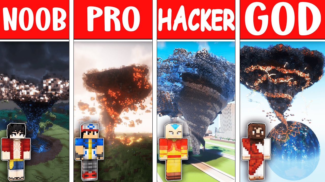 Minecraft NOOB vs PRO vs HACKER: TORNADO Battle in Minecraft ...