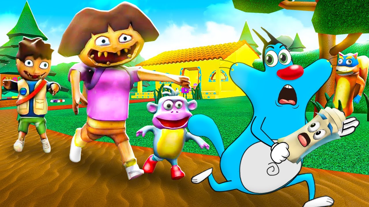 Roblox Hungry Dora Gang Try To Eat Oggy And Jack | Rock Indian Gamer ...