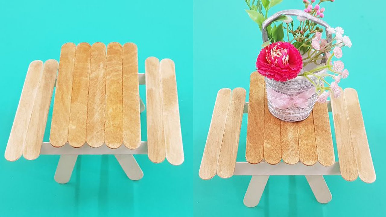 DIY Picnic Table and Bench made out of popsicle sticks! - YouTube