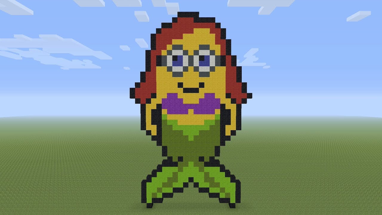 Minecraft Pixel Art - Mermaid Minion - YouTube