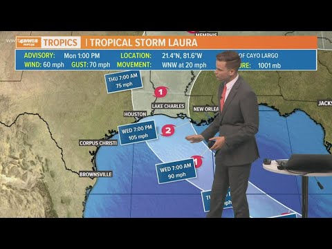Monday 1 pm tropical update: Tropical Storm Marco falls apart; Laura seen as threat