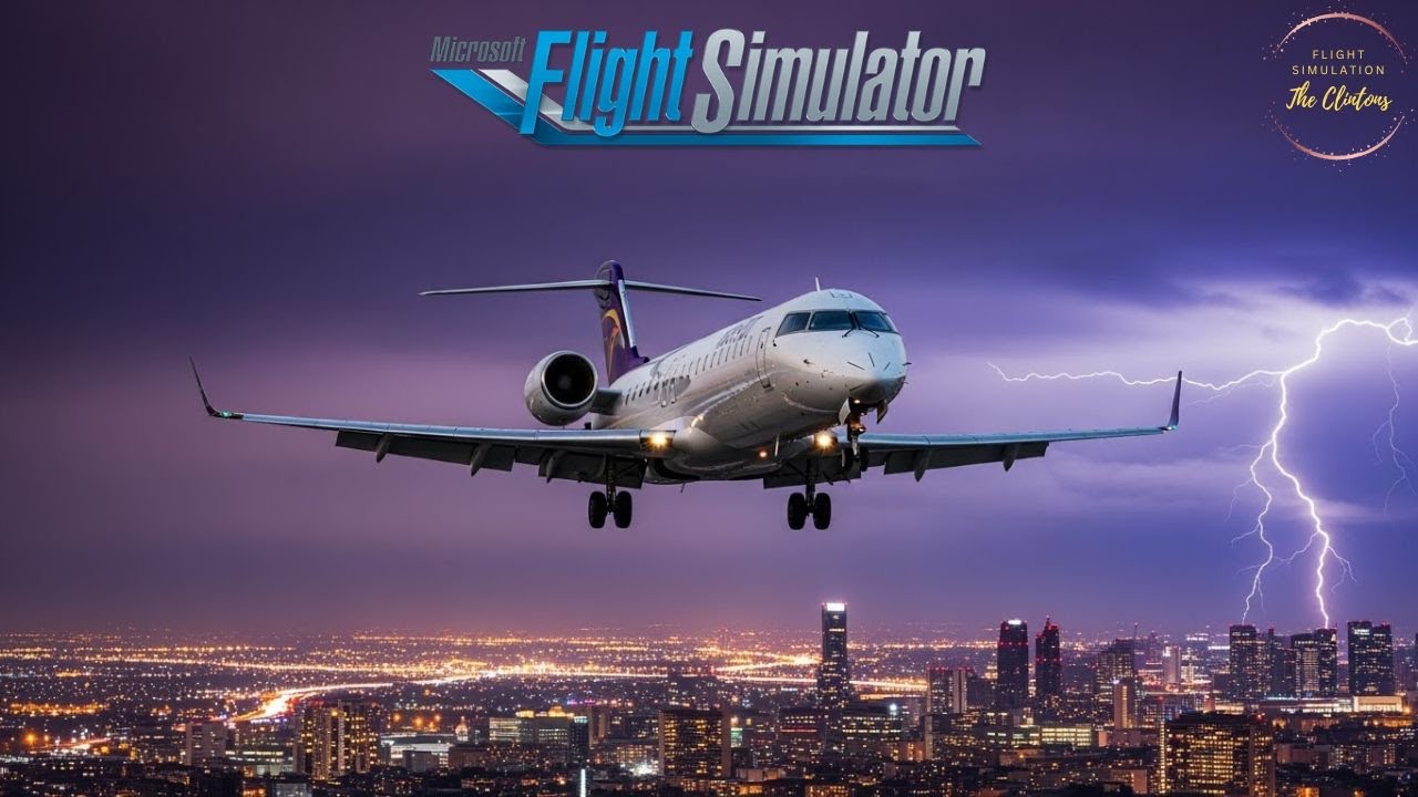 Reagan National Night Landing Washington DC Potomac Approach: CRJ900 ...