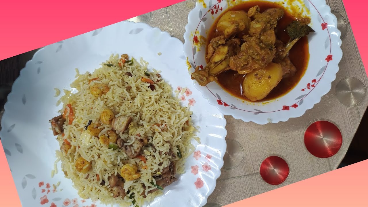 Mixed Fried Rice/ Chicken kosha/ Subha Mahalaya/ Easy recipie/ Megha's ...