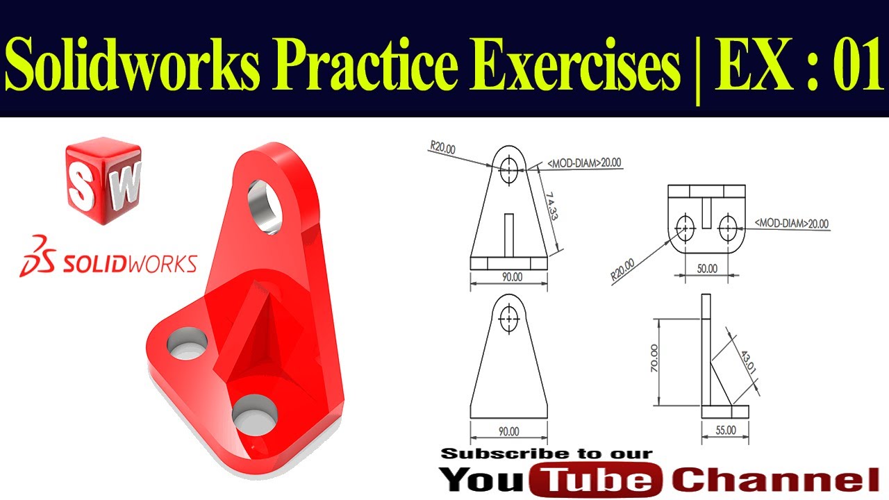 Solidworks Practice | SolidWorks Tutorial for beginners Exercise - YouTube