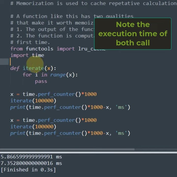 lru_cache helps in reducing the execution time of the function by using memoization #shorts ...