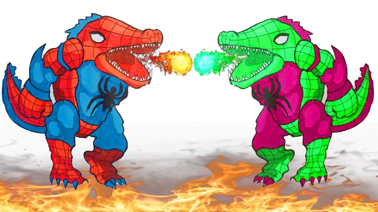 Simple drawings | HOW TO DRAW SUPER COOL T-REX SPIDERMAN | T-rex Spider ...