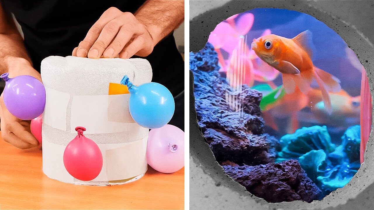 Creative cement design with balloons and cardboard 🎈 - YouTube