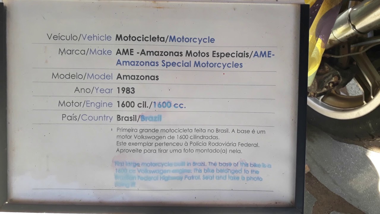 Amazonas 1600 VW moto motor de Fusca - YouTube