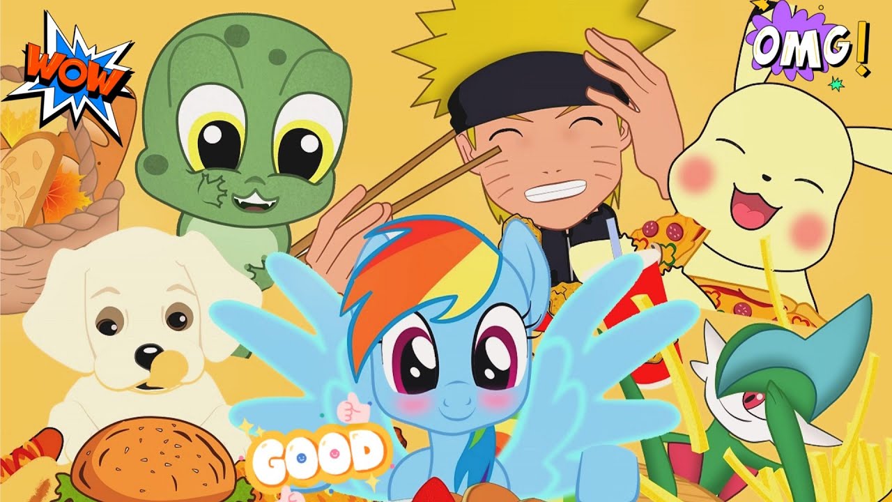 Animated Munch Madness 😋 Kawaii characters eating show compilation # ...