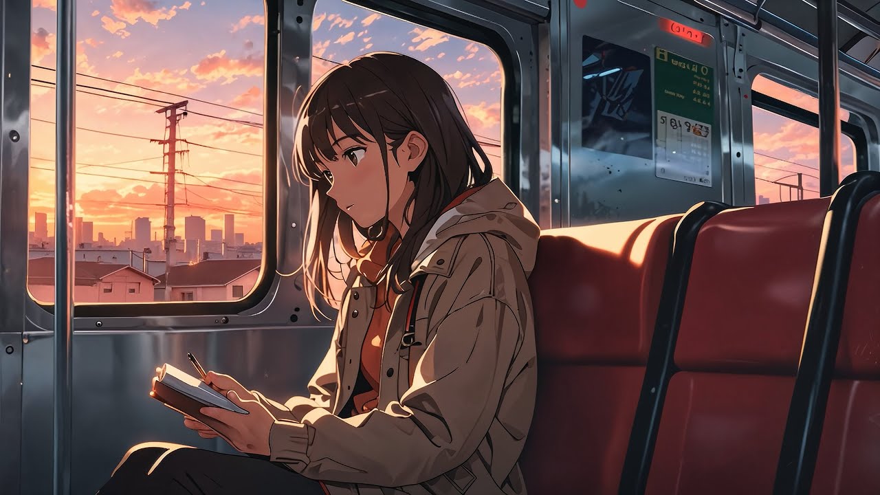 1 Hour LoFi Train Journey 🚉 Chill Sunset Beats for Drawing, Focus ...
