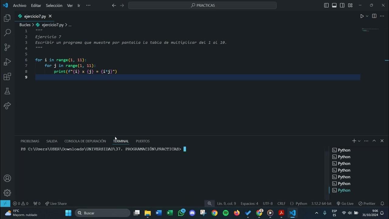 EJERCICIO 7 - BUCLES EN PYTHON: BUCLE FOR Y WHILE📚🐍 - YouTube