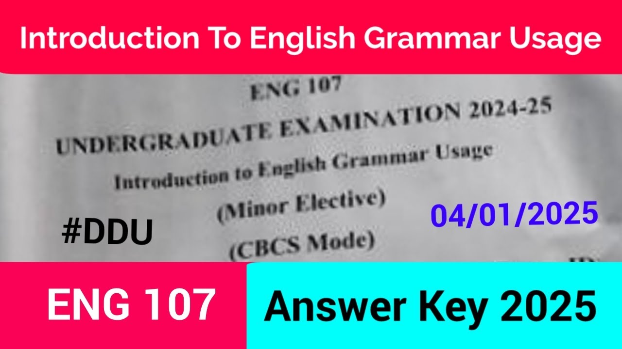 Introduction To English Grammar Usage Answer Key 2025 || ENG 107 || ENG ...