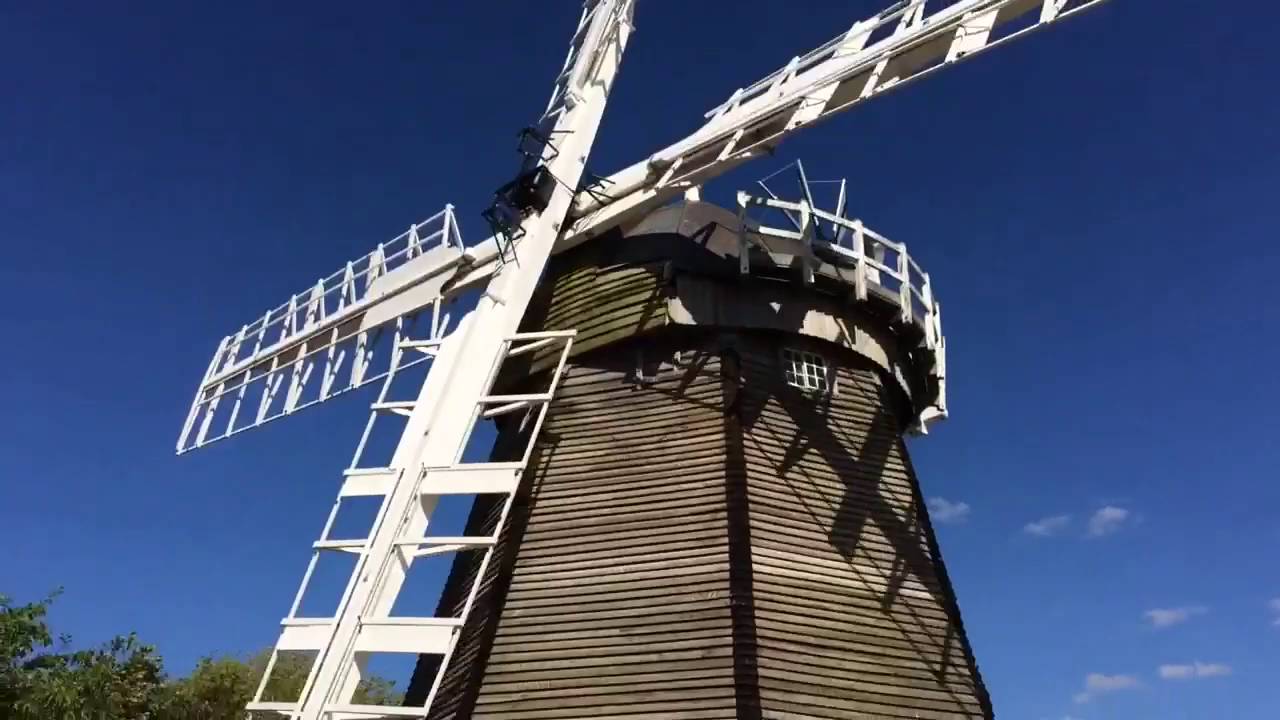 Fulbourn Windmill sails turning in the wind - YouTube