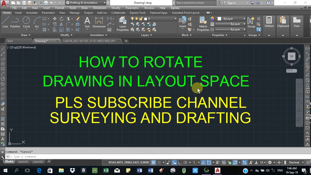 How to rotate drawing in layout space - YouTube