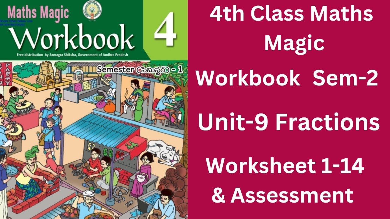 💐👌4th Class Maths Magic Workbook Sem-2 Unit-9 "Fractions" Worksheet 1 ...