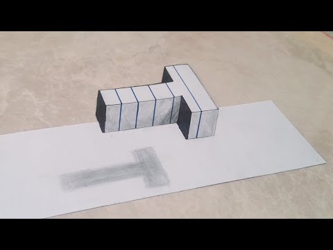 very easy 3d drawing on paper T letter