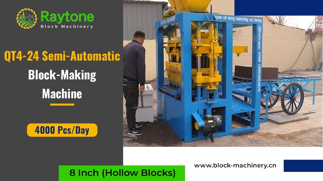 New QT4-24 Semi Automatic Block Making Machine for Sale in Ghana - YouTube