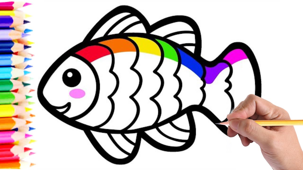 How To Draw Fish 🐠 with Rainbow Colors for Kids and toddlers - YouTube