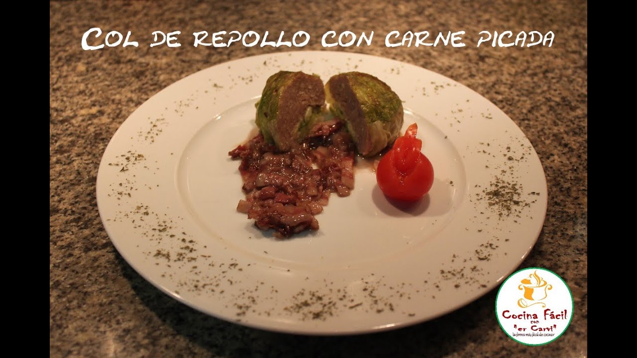 Hojas de col de repollo rellenas con carne picada - YouTube
