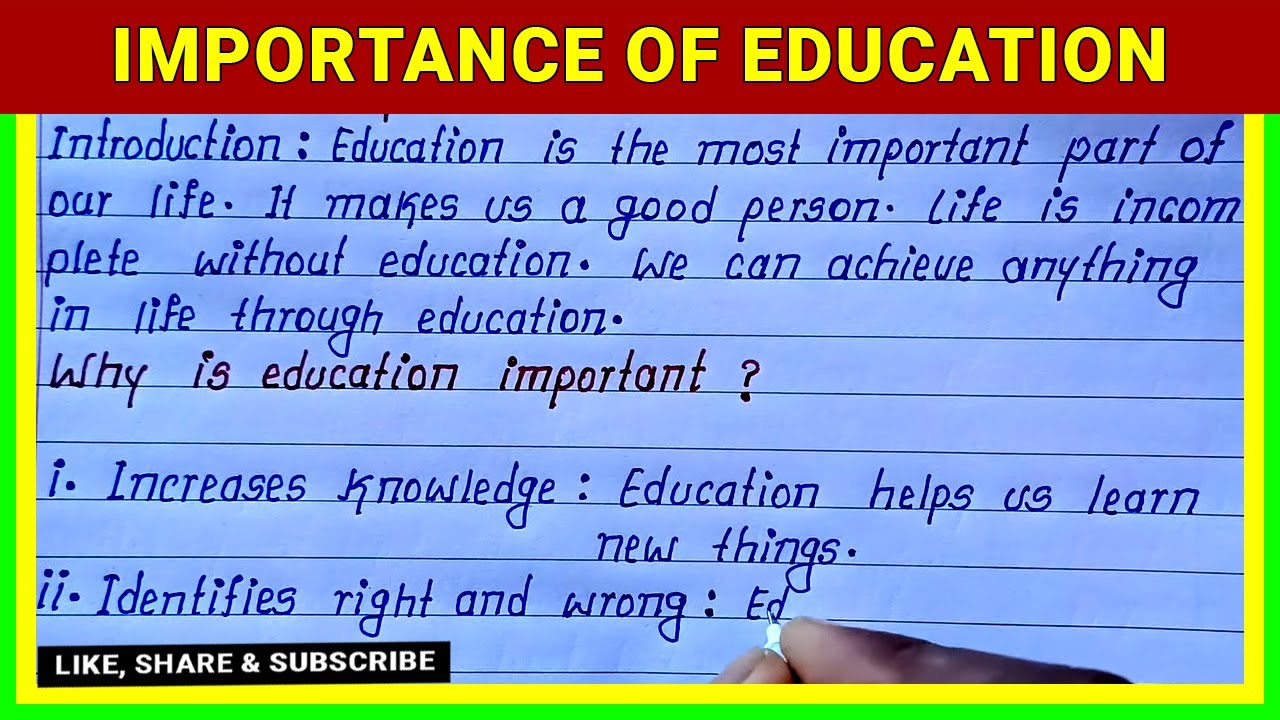 Short English Essay Importance of Education | Easy Simple English Essay ...