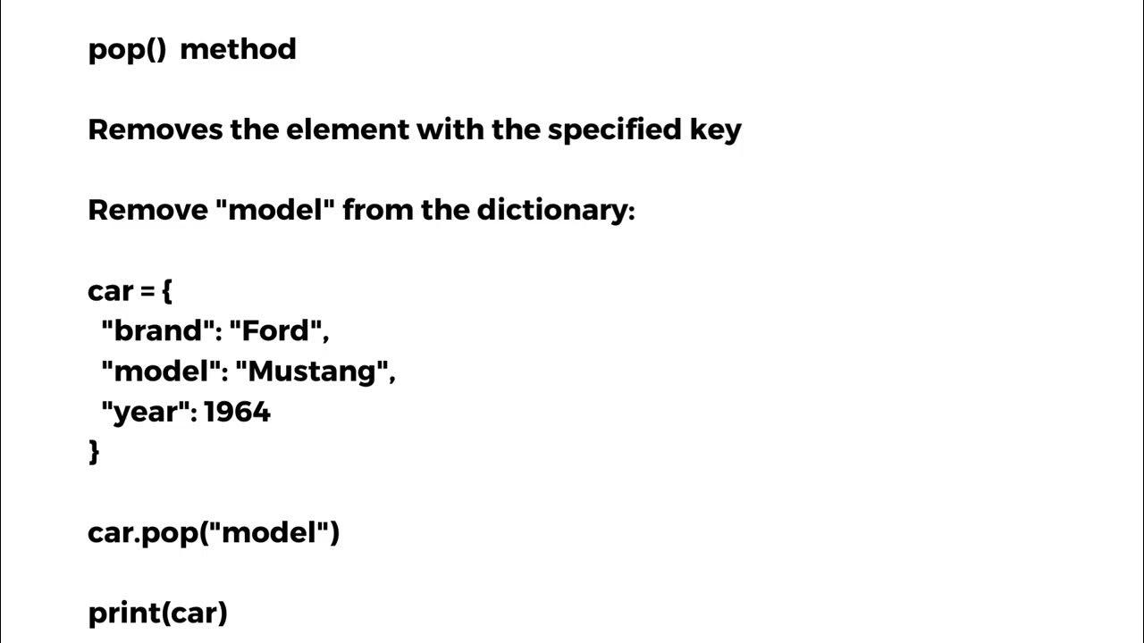 items(), keys(), pop(), and popitem() || dictionary methods - YouTube