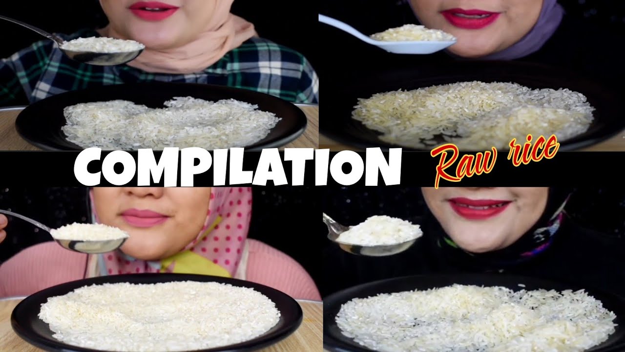 ASMR RAW RICE EATING || COMPILATION MIX RAW RICE || MAKAN BERAS MENTAH ...