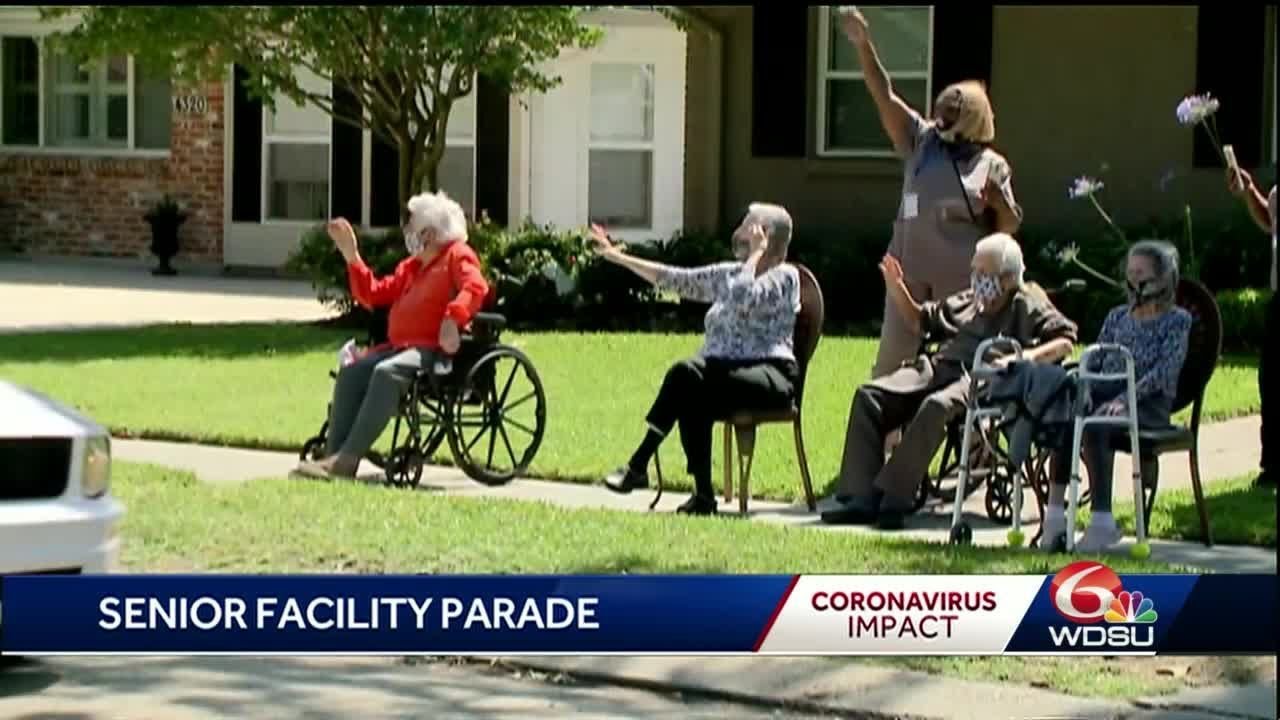 Senior facility holds drive-by parade for its residents - YouTube
