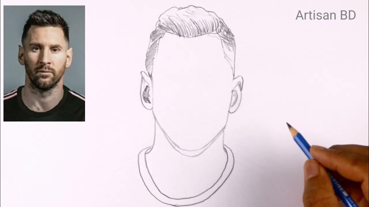 How To Draw a Realistic face Lionel Messi | Easy Pencil Sketch #messi ...