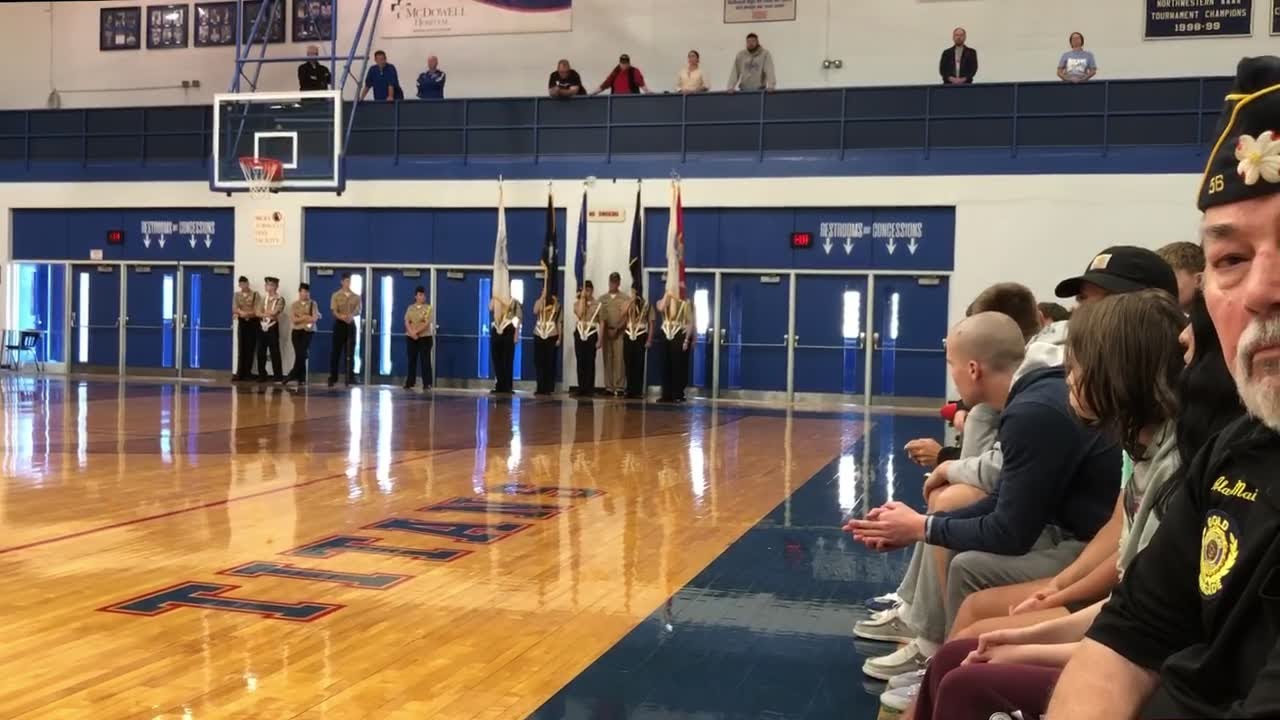 NJROTC cadets present service flags at Veterans Day ceremony - YouTube