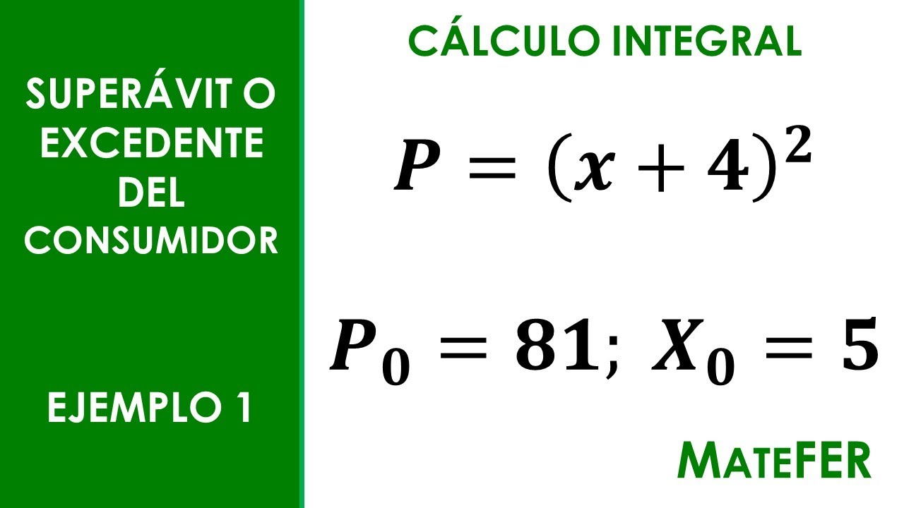 Cálculo Integral - Superávit o Excedente del Consumidor - EJEMPLO 1 ...